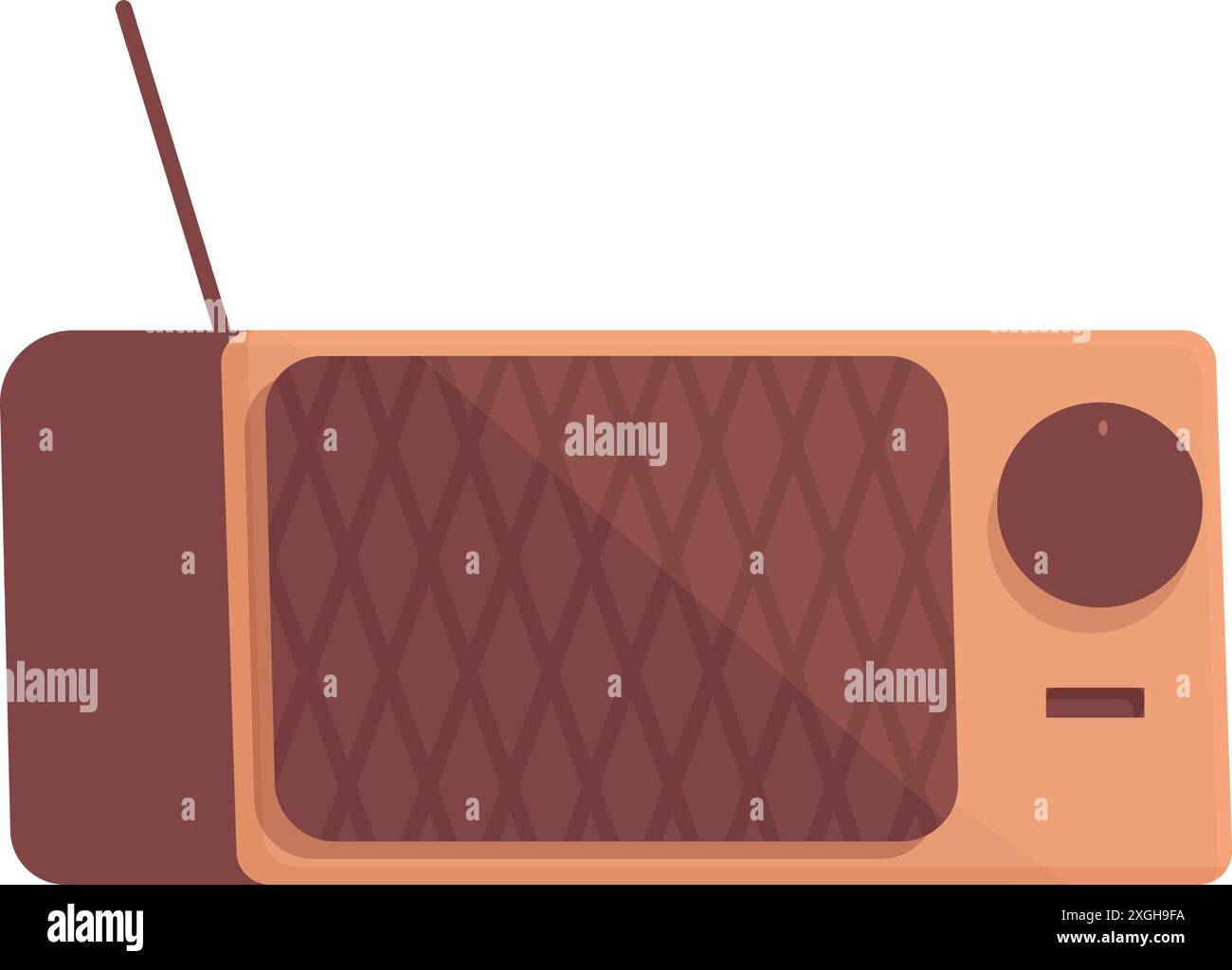 Vintage radio receiver playing music with its antenna extended ...