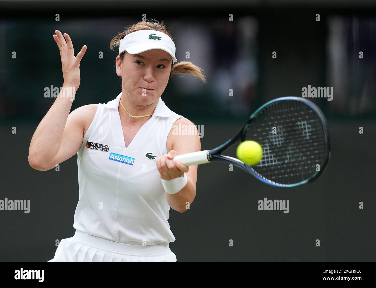 Lulu Sun in action against Donna Vekic (not pictured) on day nine of ...
