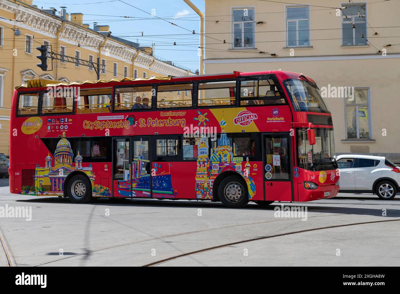 ST. PETERSBURG, RUSSIA - MAY 20, 2023: Small-scale double-decker ...