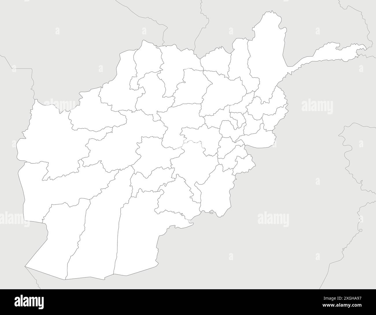 Vector regional blank map of Afghanistan with provinces and ...