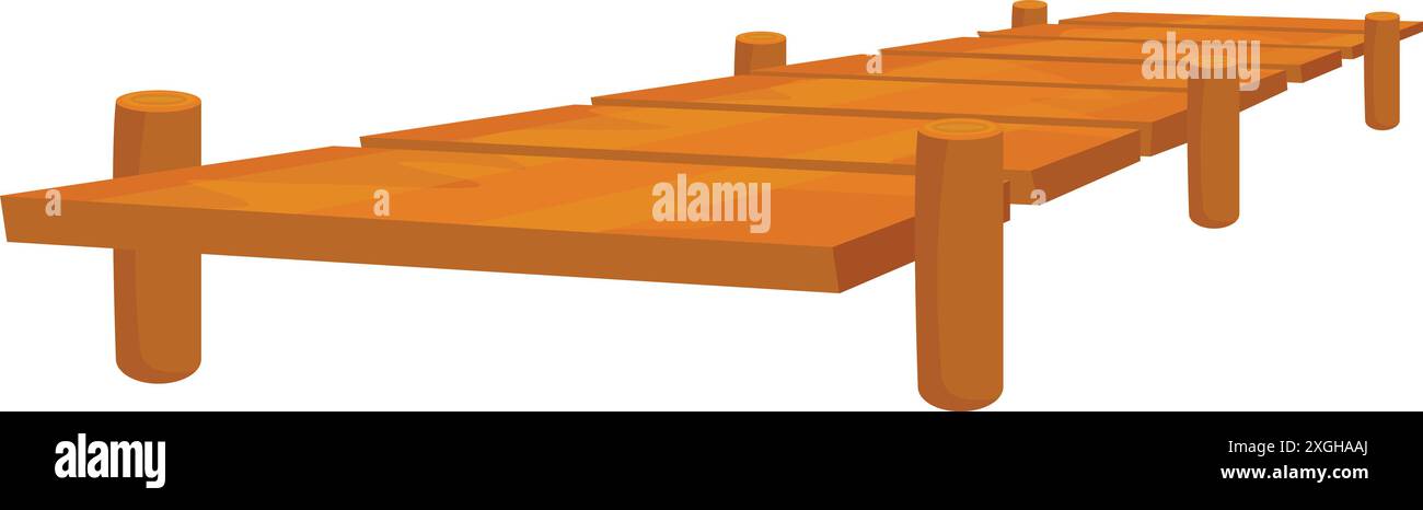 Wooden pier extending over the water, isolated on white background ...