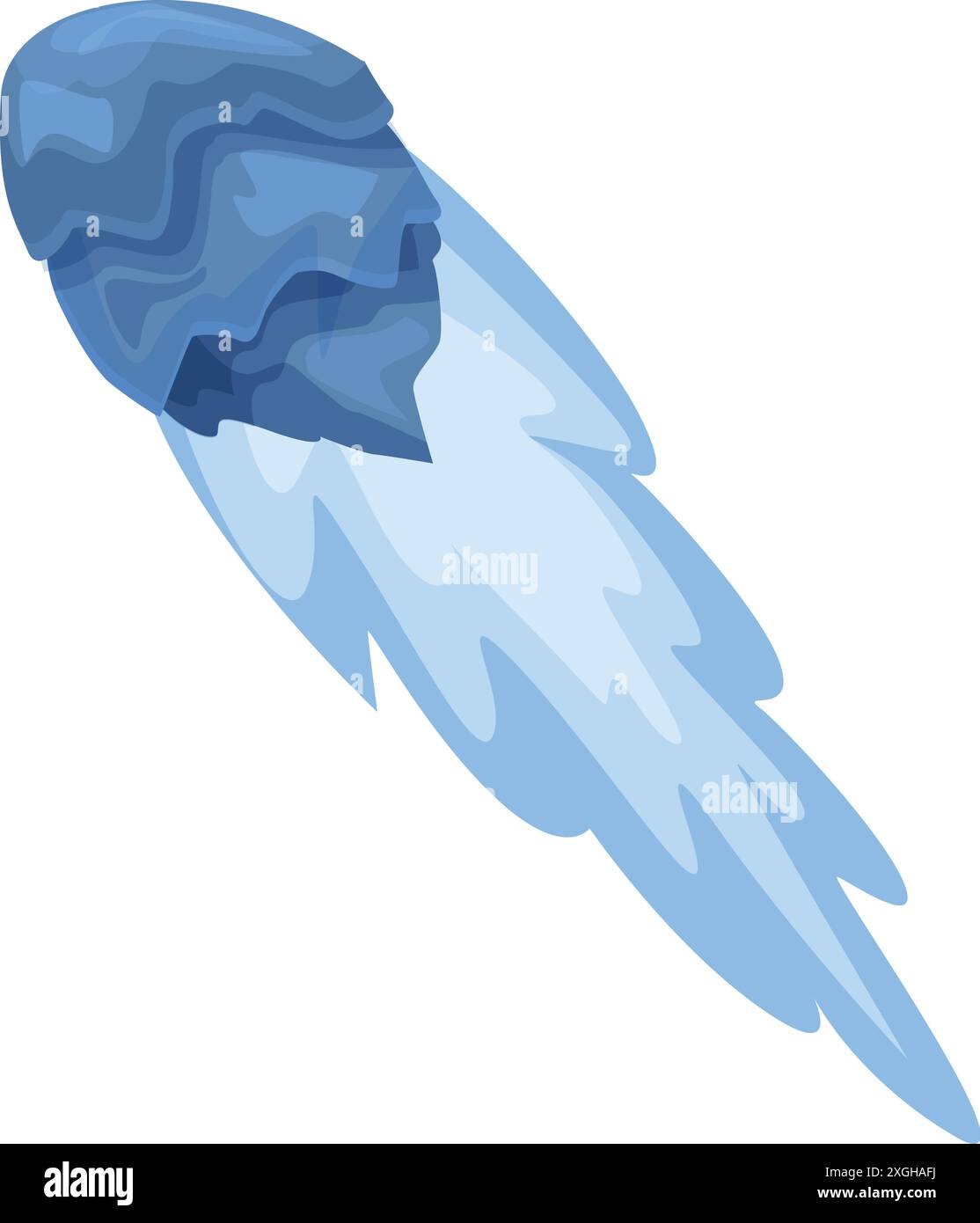 Blue comet flying with fire trail leaving spacecraft in the space Stock ...