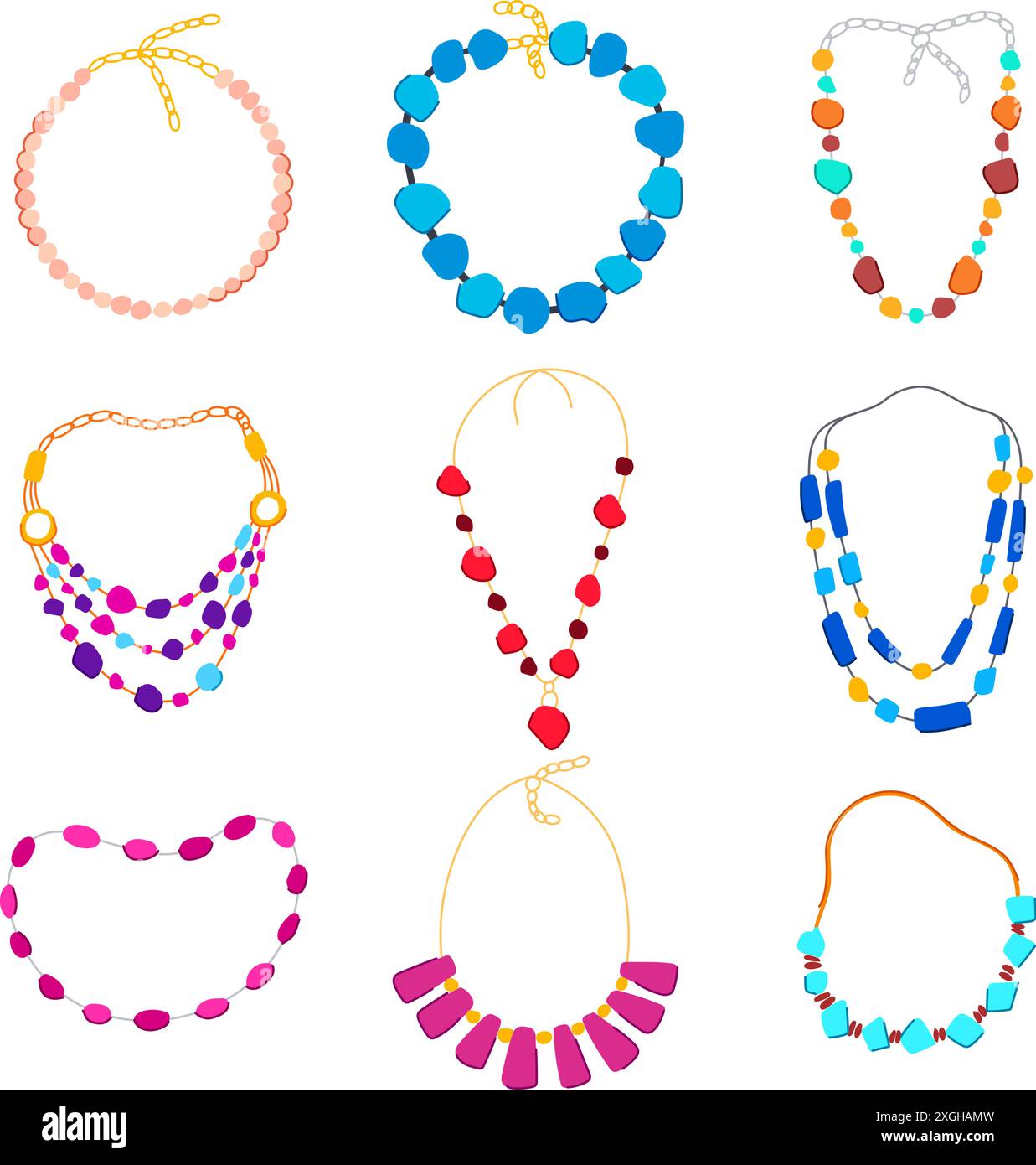 beads necklace set cartoon vector illustration Stock Vector Image & Art ...
