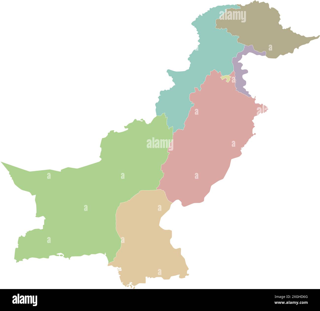 Vector regional blank map of Pakistan with provinces and territories and administrative ...