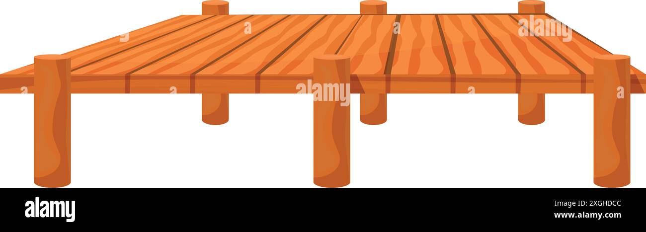 Simple illustration of a wooden pier standing on water, isolated on a ...