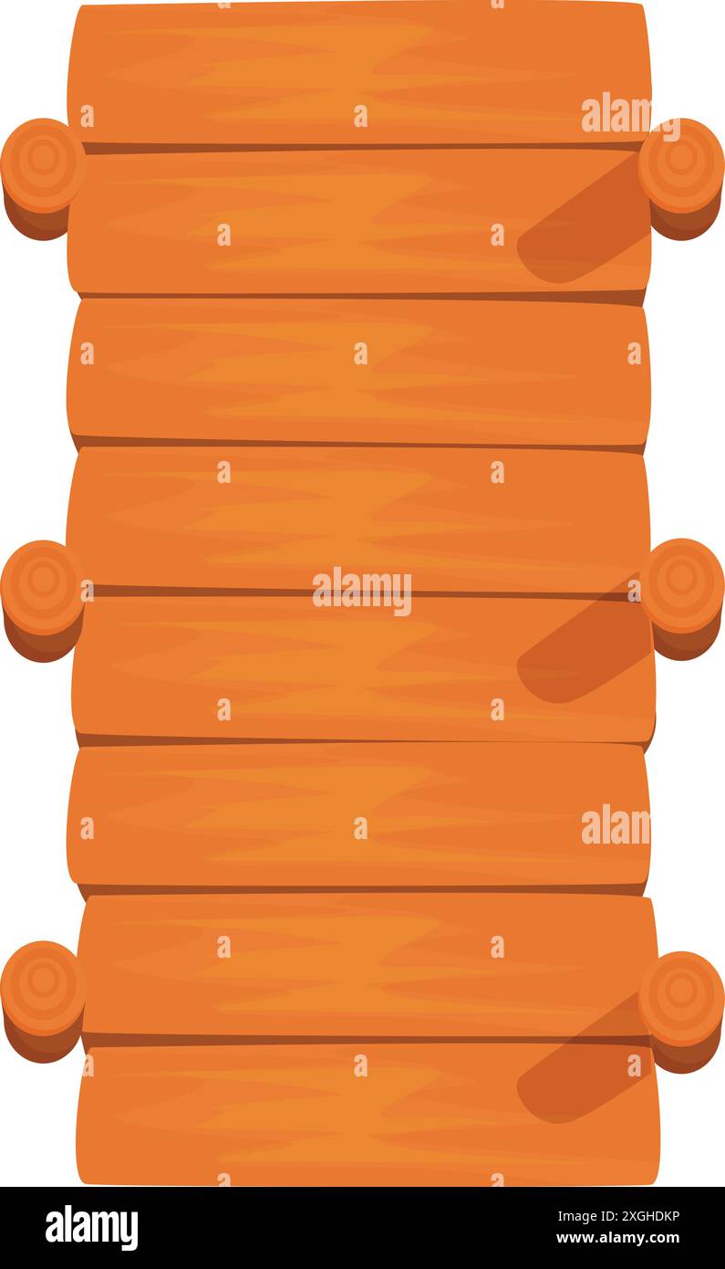 Simple wooden bridge made of planks is connecting two sides of a small ...