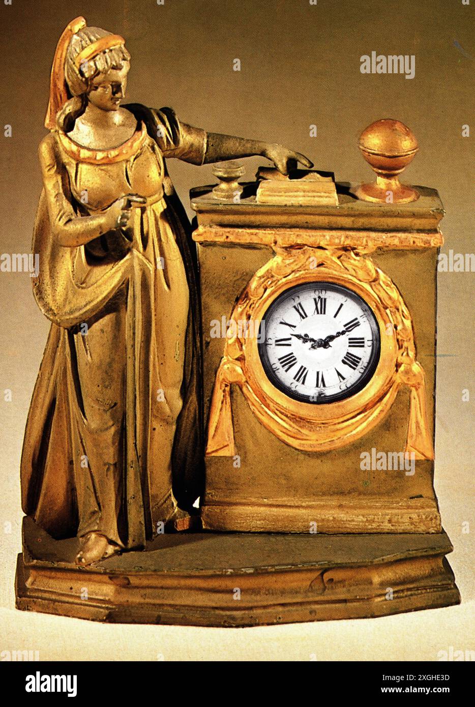 clock, hall clock, table clock, wood carving "Lady of the Empire era ...