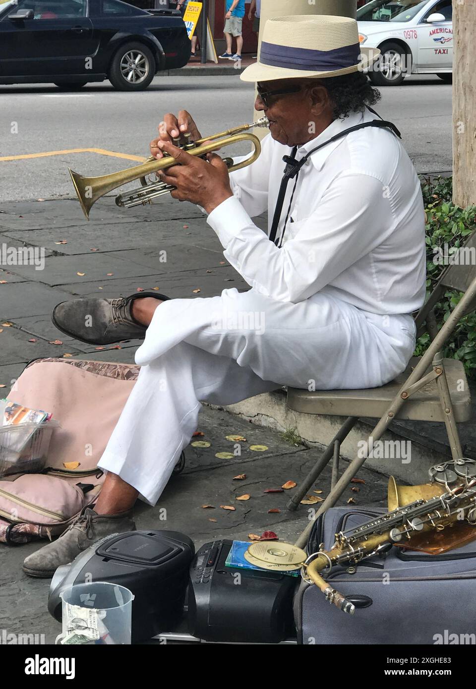 Trumpet player on street in New Orleans Stock Photo - Alamy