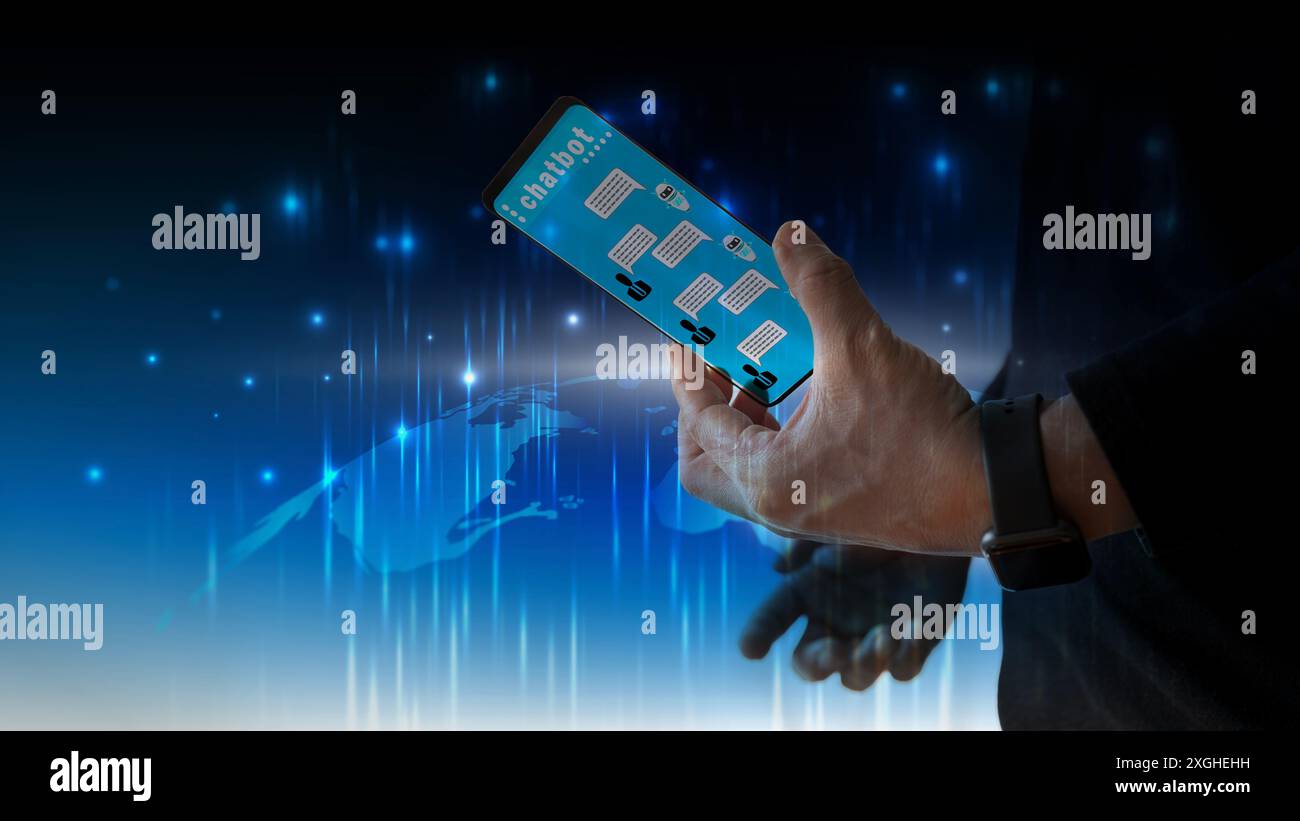 Chatbot smart phone, artificial intelligence communication concept. It ...