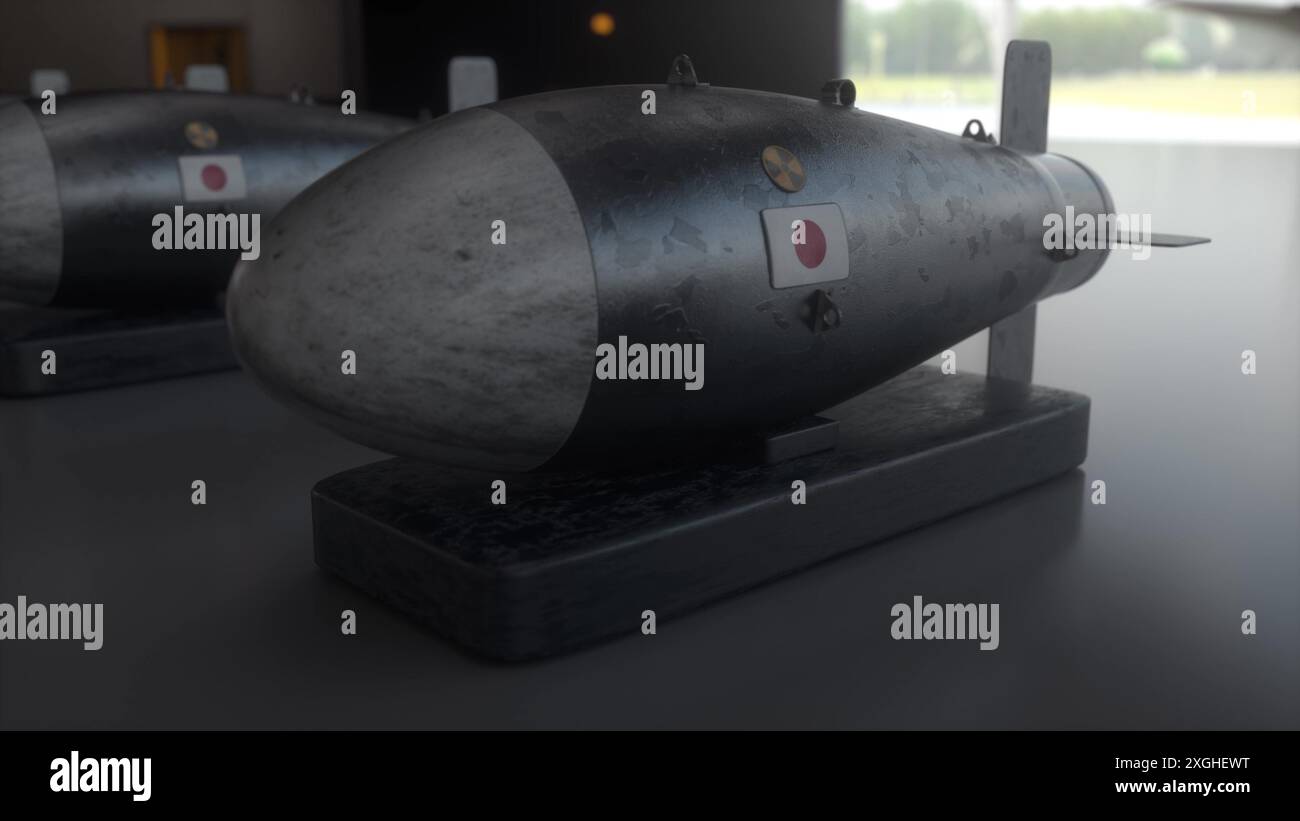 Nuclear Missile with flag of Japan. Weapons of mass destruction ...