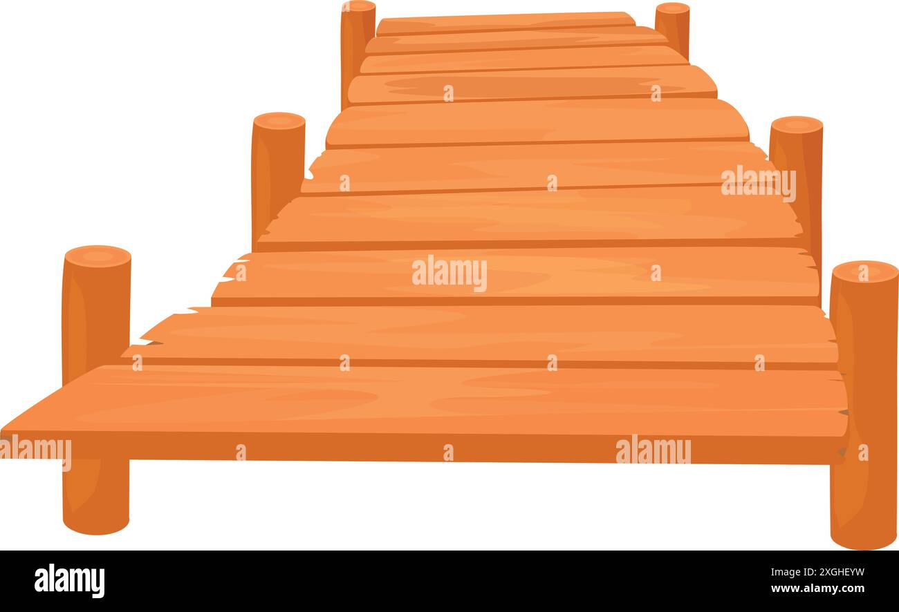Cartoon wooden pier leading to the water, isolated on white background ...