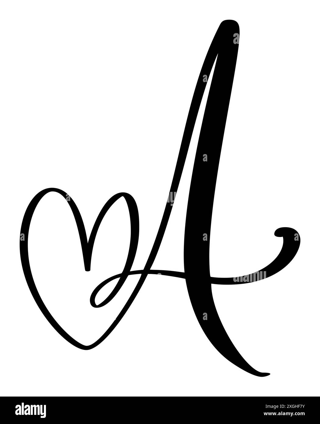 Vector Vintage heart letter monogram logo A. Love Calligraphy element ...