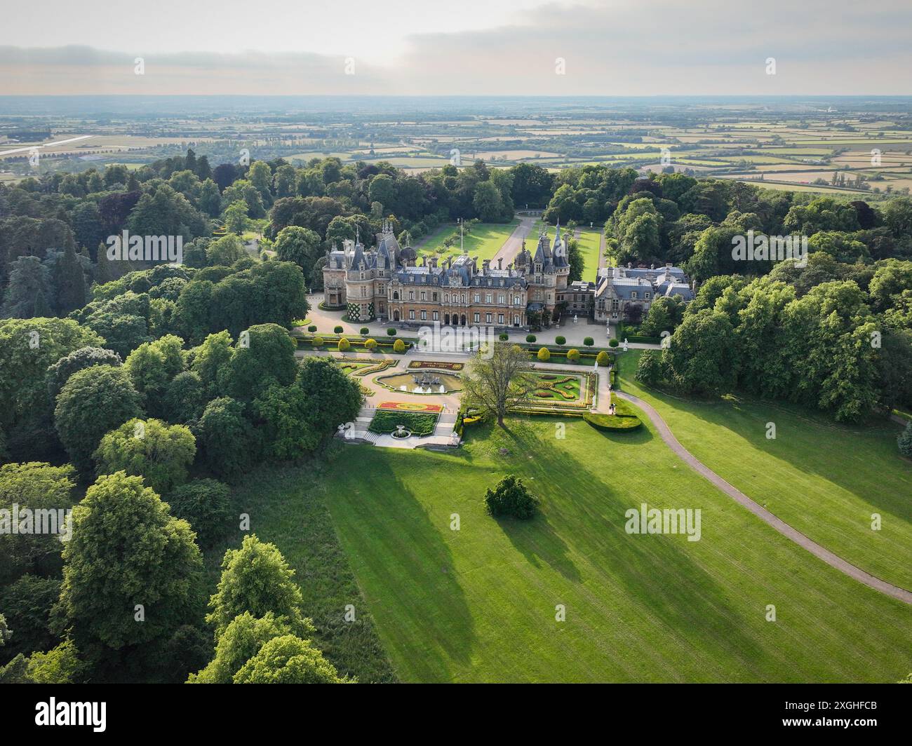 Drone shot of the beautiful French Chateau inspired Victorian Manor ...