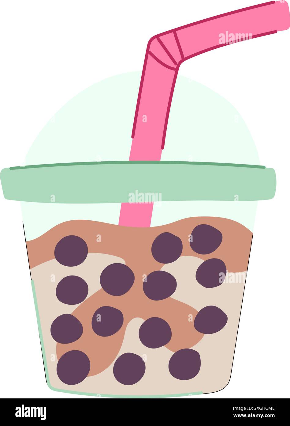 boba bubble tea cartoon vector illustration Stock Vector Image & Art ...