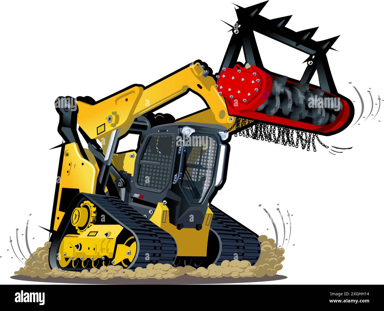 Vector Cartoon Mulcher Tractor. Available EPS-10 vector format ...