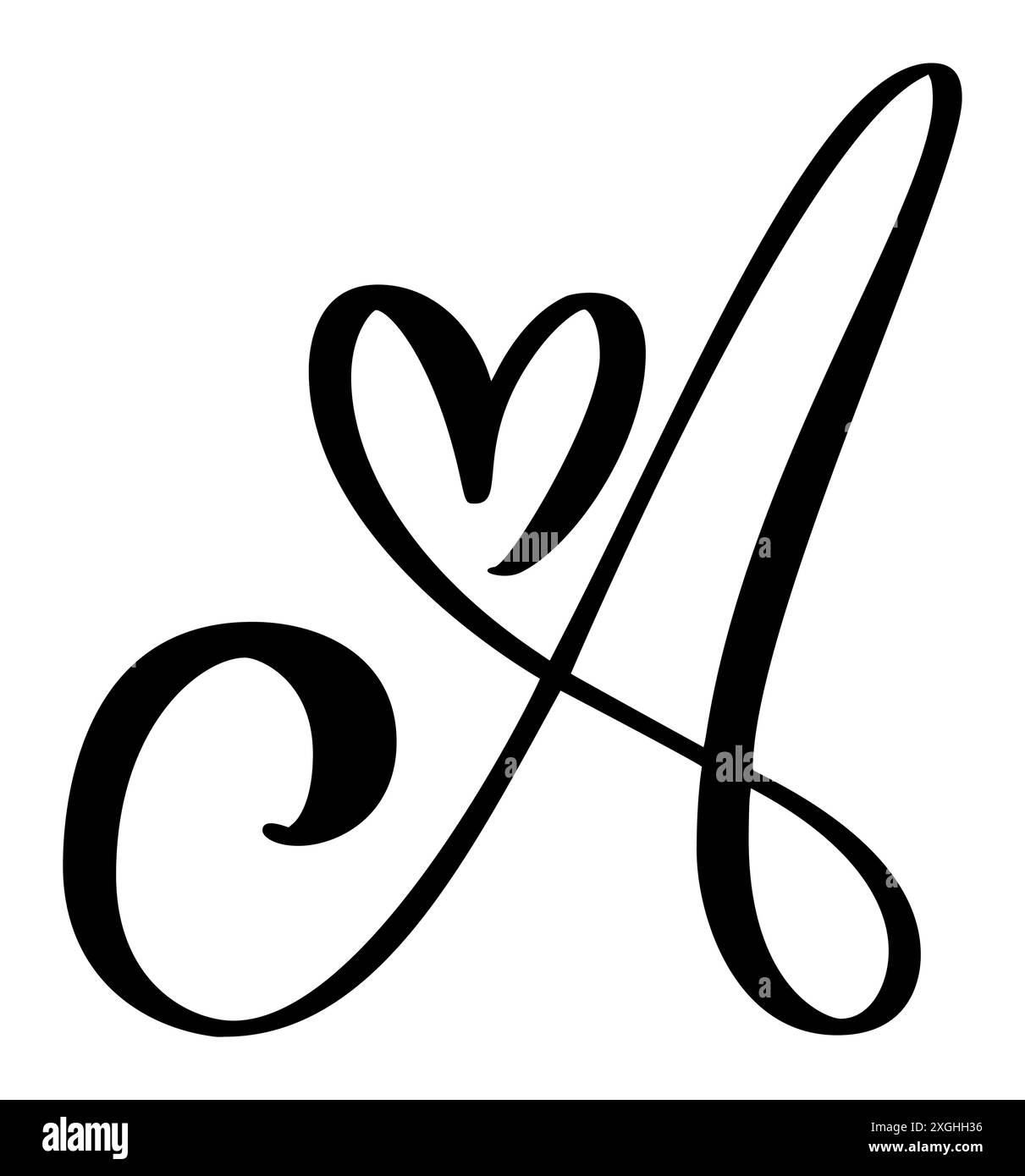 Script capital font logo calligraphy love letter A initial. Hand drawn ...