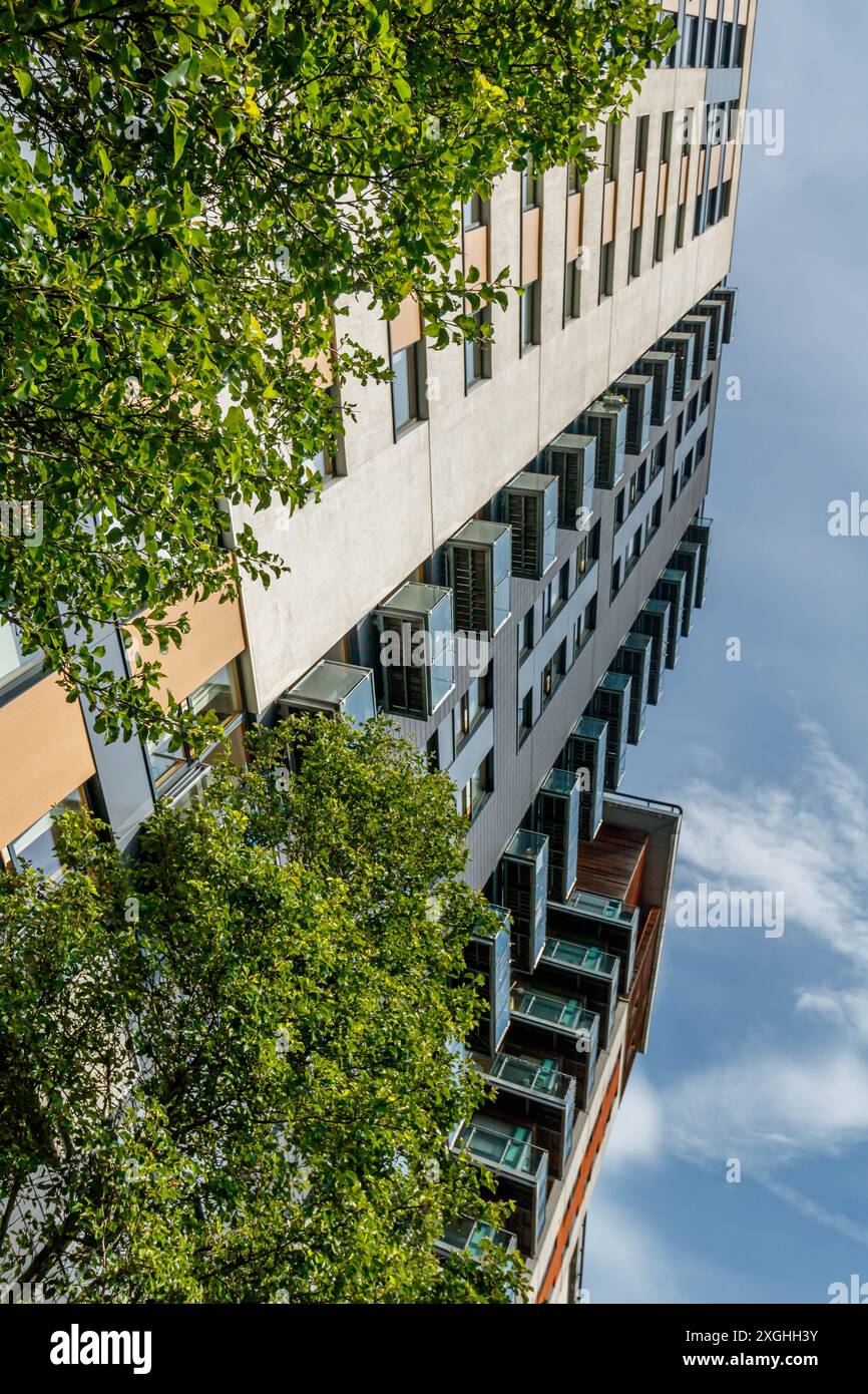 Exterior of residential apartment blocks in a suburban town Stock Photo ...