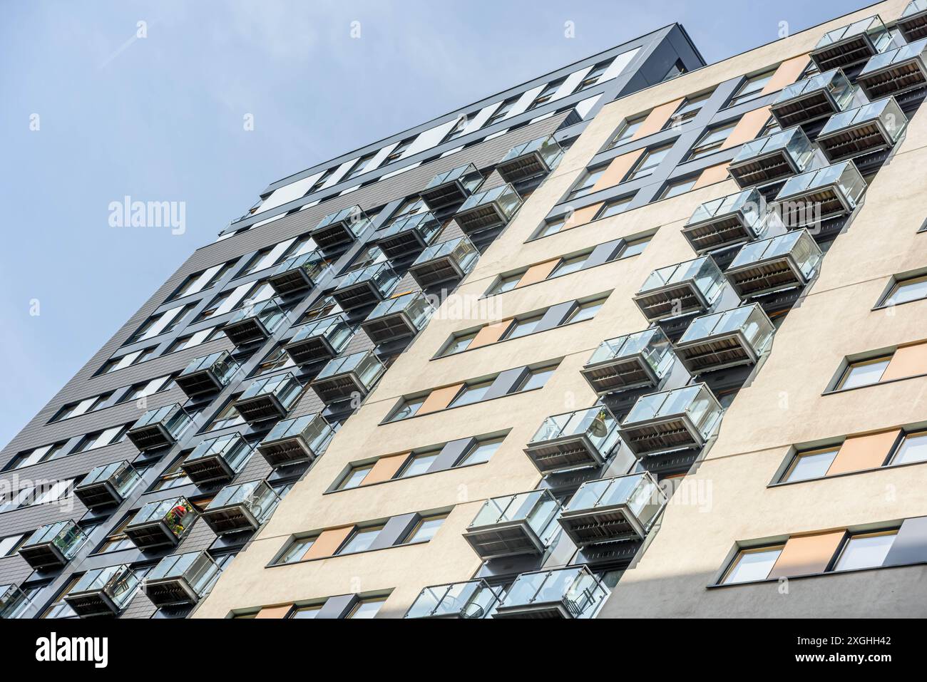 Exterior of residential apartment blocks in a suburban town Stock Photo ...