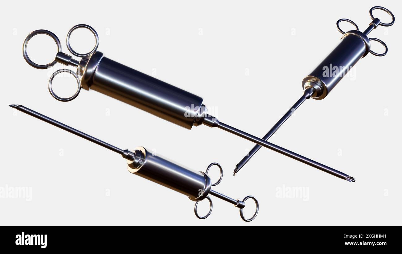 A 3D rendering of a food injector, used to enhance flavors by injecting ...