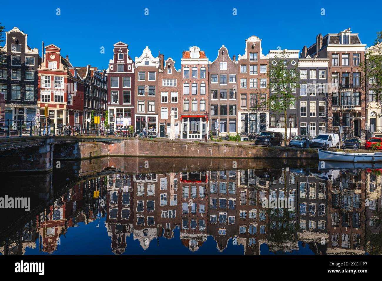 Scenery of Leidsegracht, a canal located in Amsterdam, Dutch, the ...