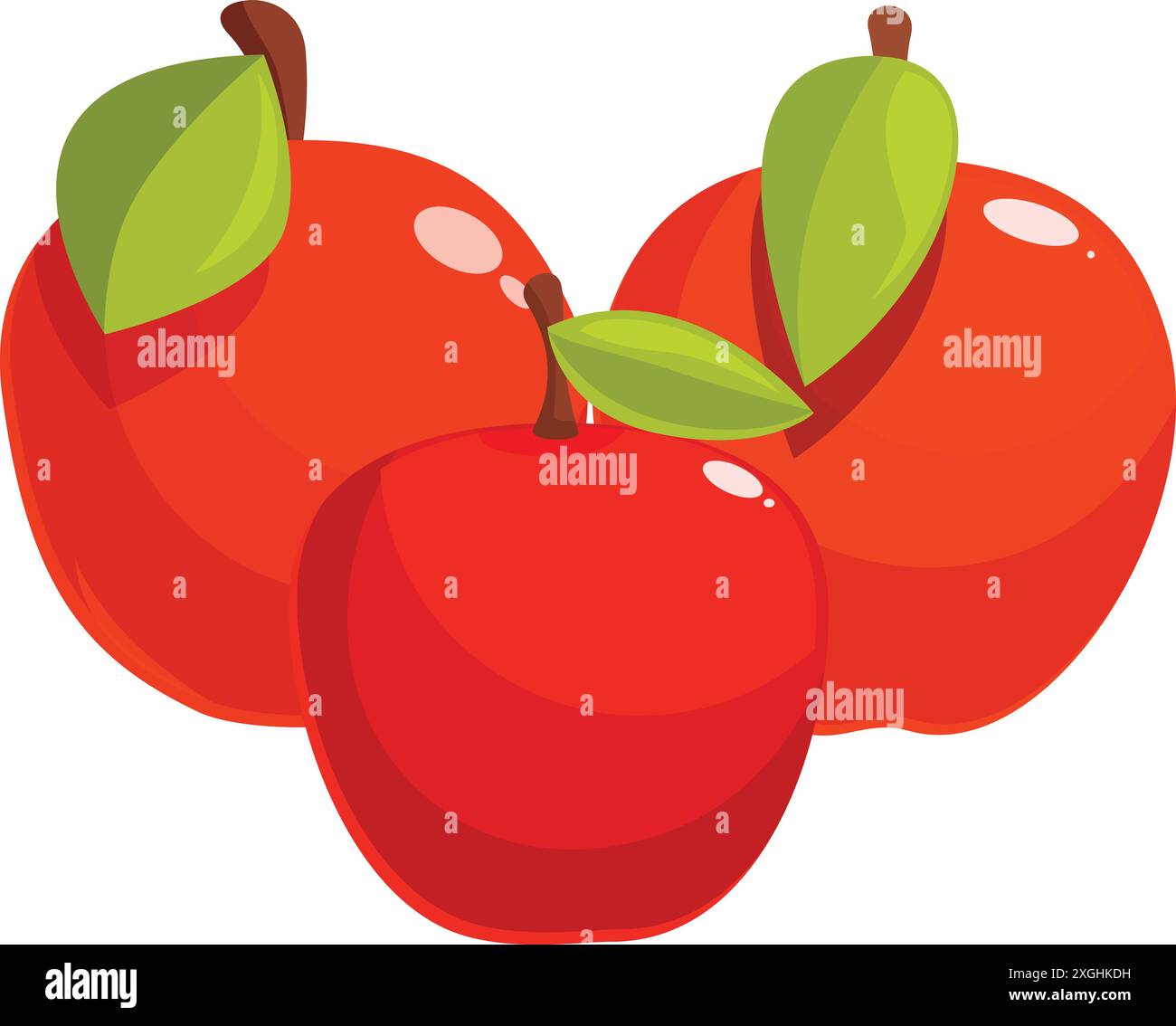 Three red apples with green leaves are lying on white background Stock ...