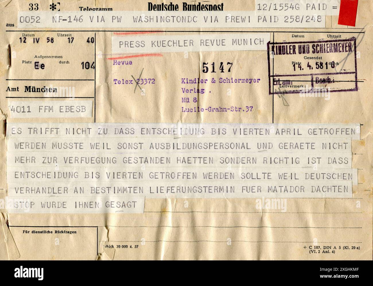 Telegram office hi-res stock photography and images - Alamy