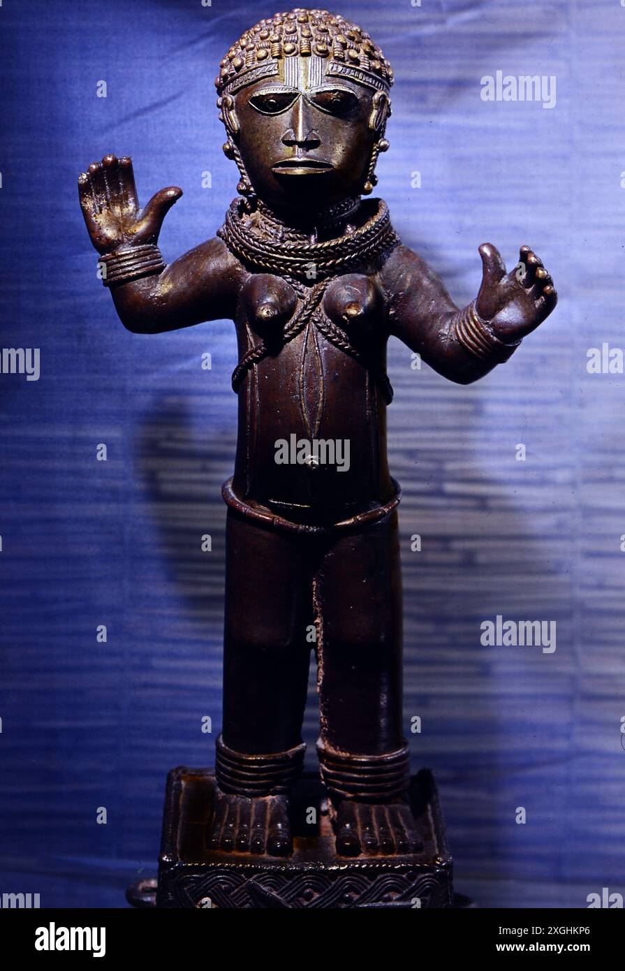 fine arts, sculpture, young girl with jewellery and decorative scars ...