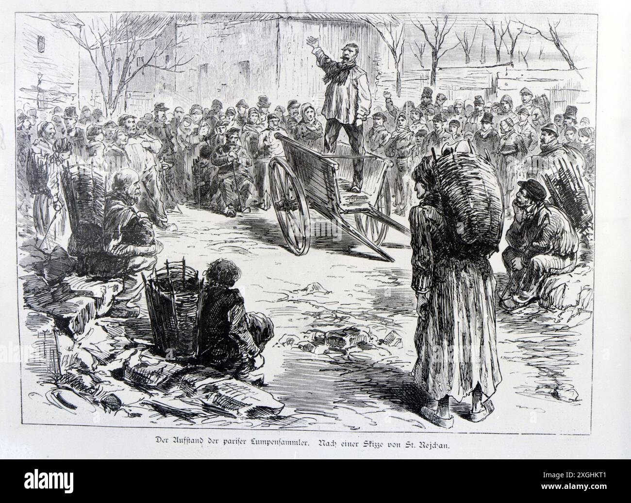 politics, labour movement, uprising of the ragpickers in Paris, wood ...