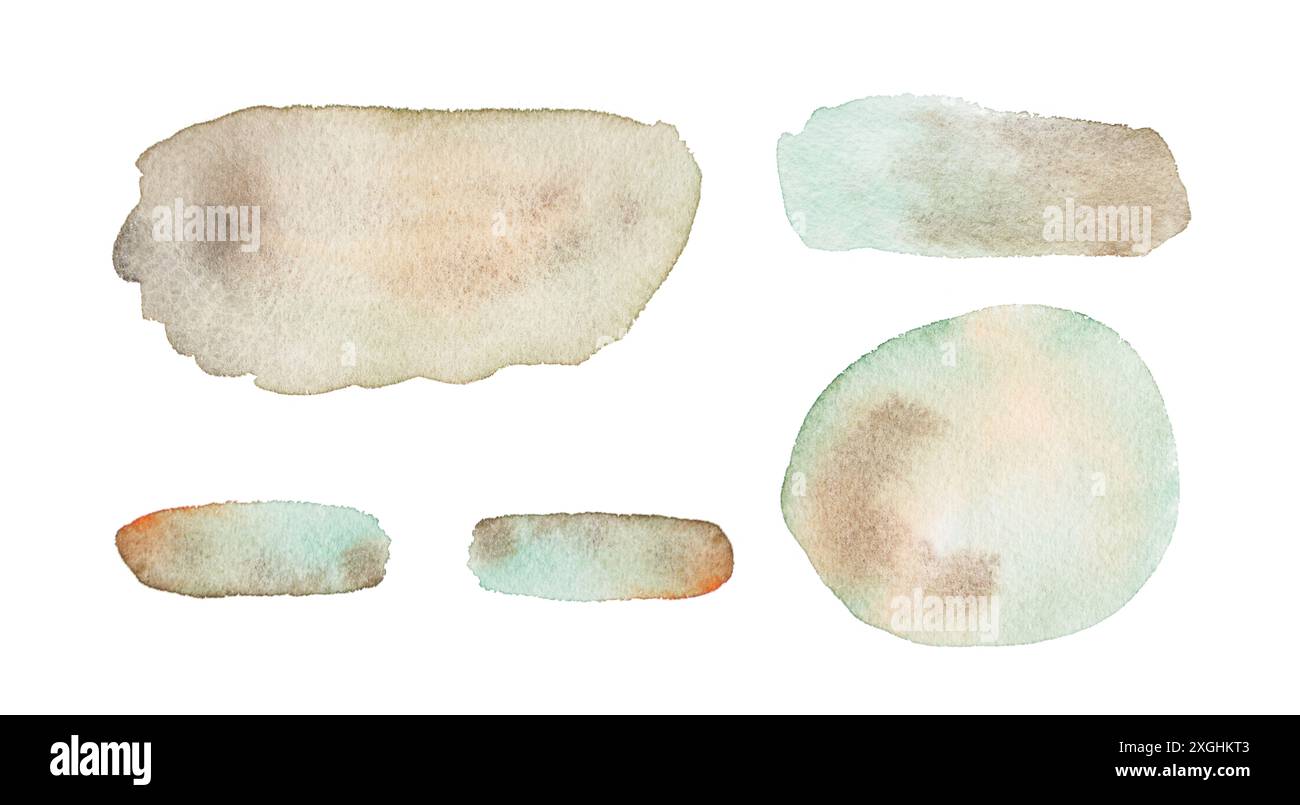 Watercolor autumn texture stroke with white background. Brown and green ...