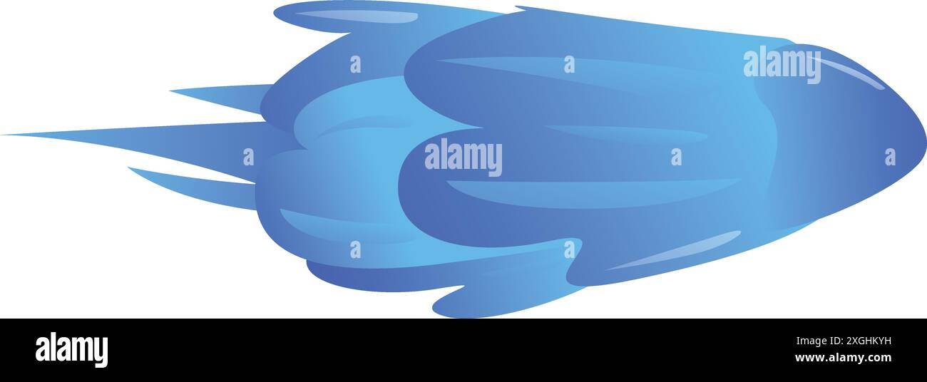 Blue fireball with a trail of fire flying fast through the air Stock ...