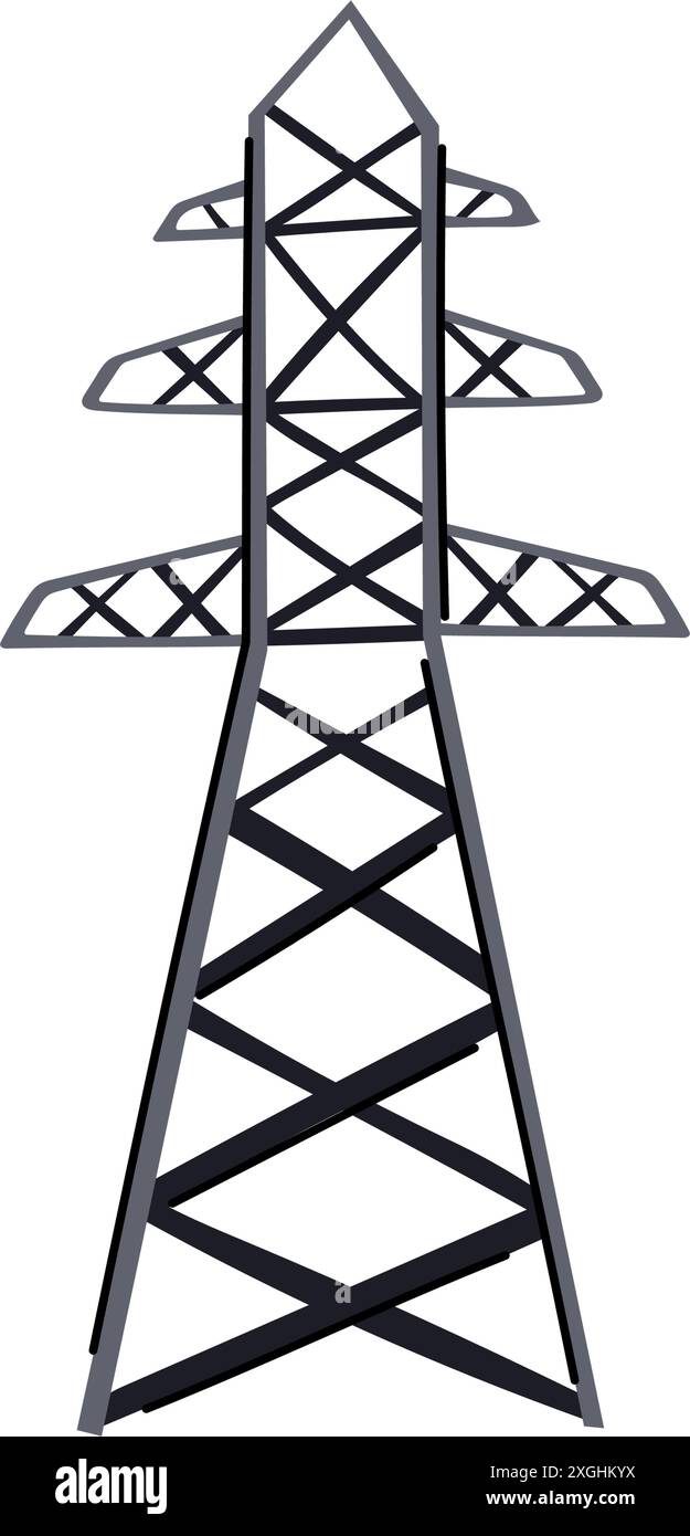 voltage electric pylon cartoon vector illustration Stock Vector Image ...