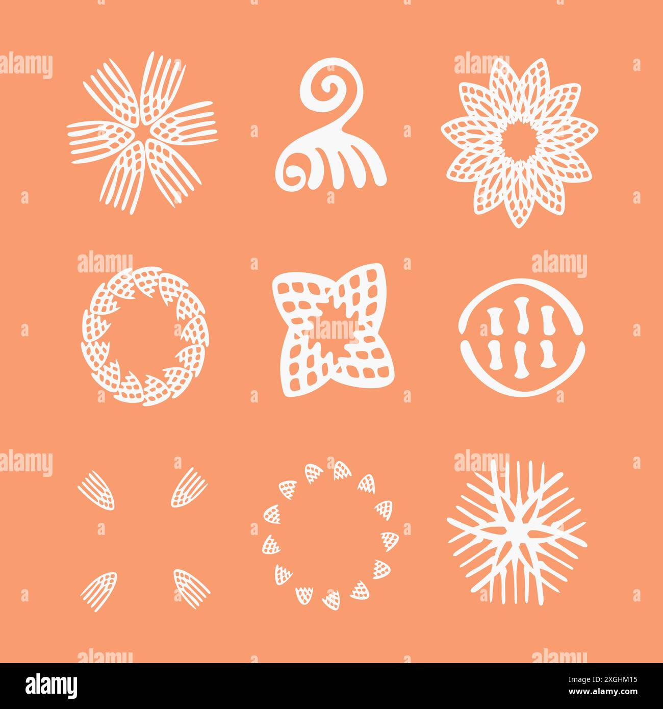 Peach fuzz botanical set texture vector motif with color of the year ...