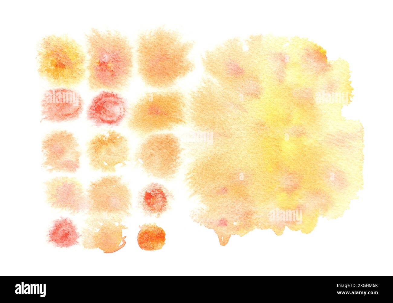 Watercolor autumn texture stroke with white background. Orange and ...