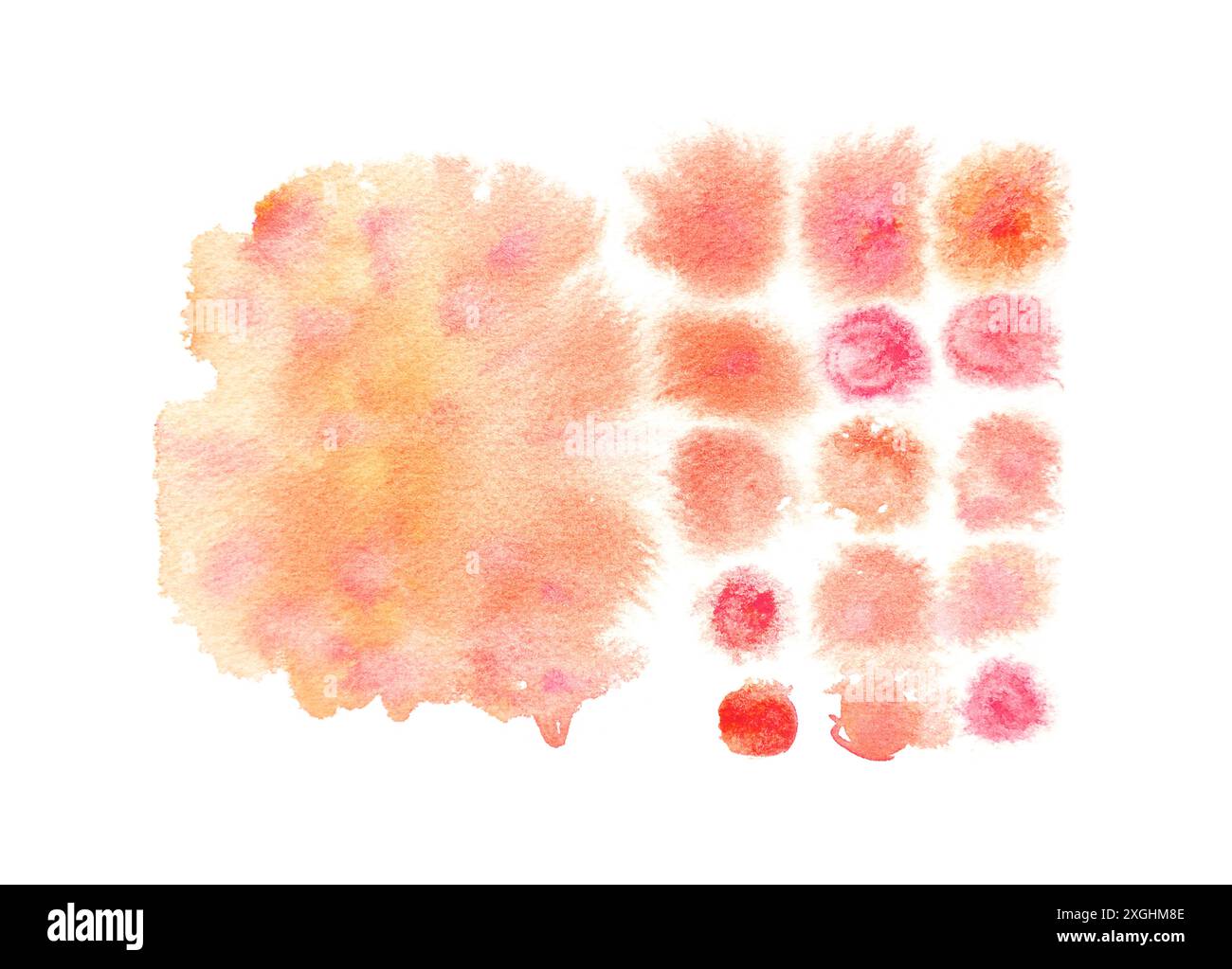 Watercolor autumn texture stroke with white background. Orange and ...