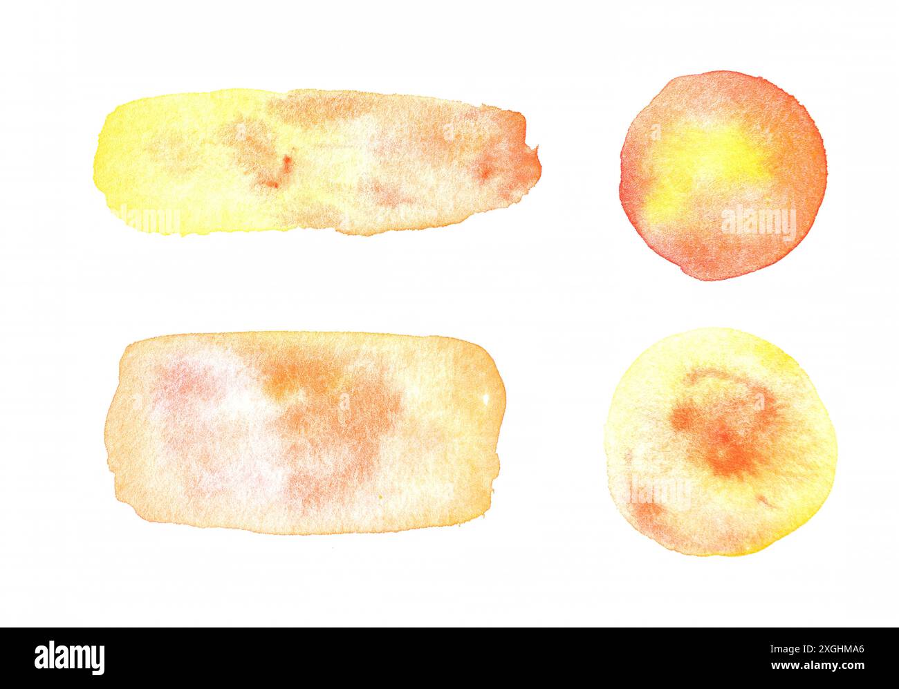 Watercolor autumn texture stroke with white background. Orange and ...