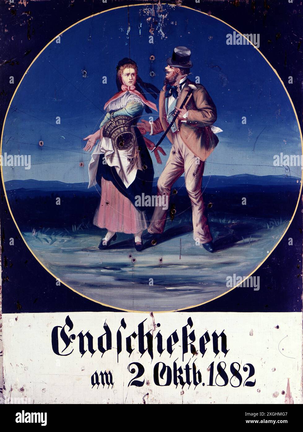 sports, shooting, target, woman and man in Bavarian traditional ...