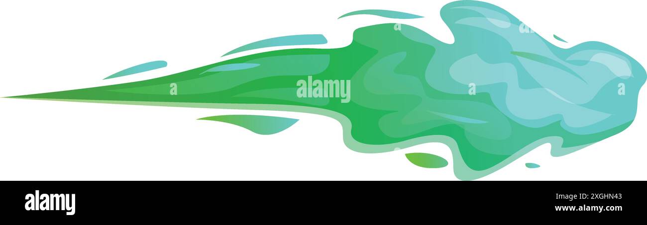 Green toxic gas fumes moving fast and creating abstract shape on white ...