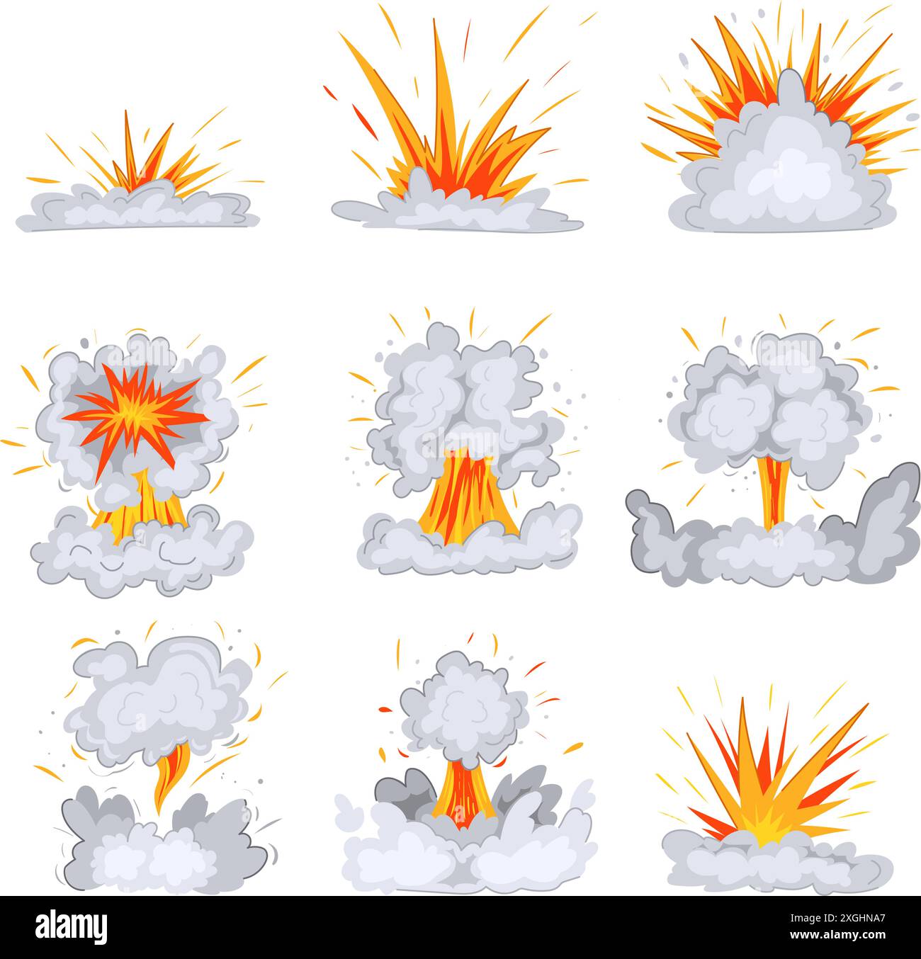 explosion effect set cartoon vector illustration Stock Vector Image ...