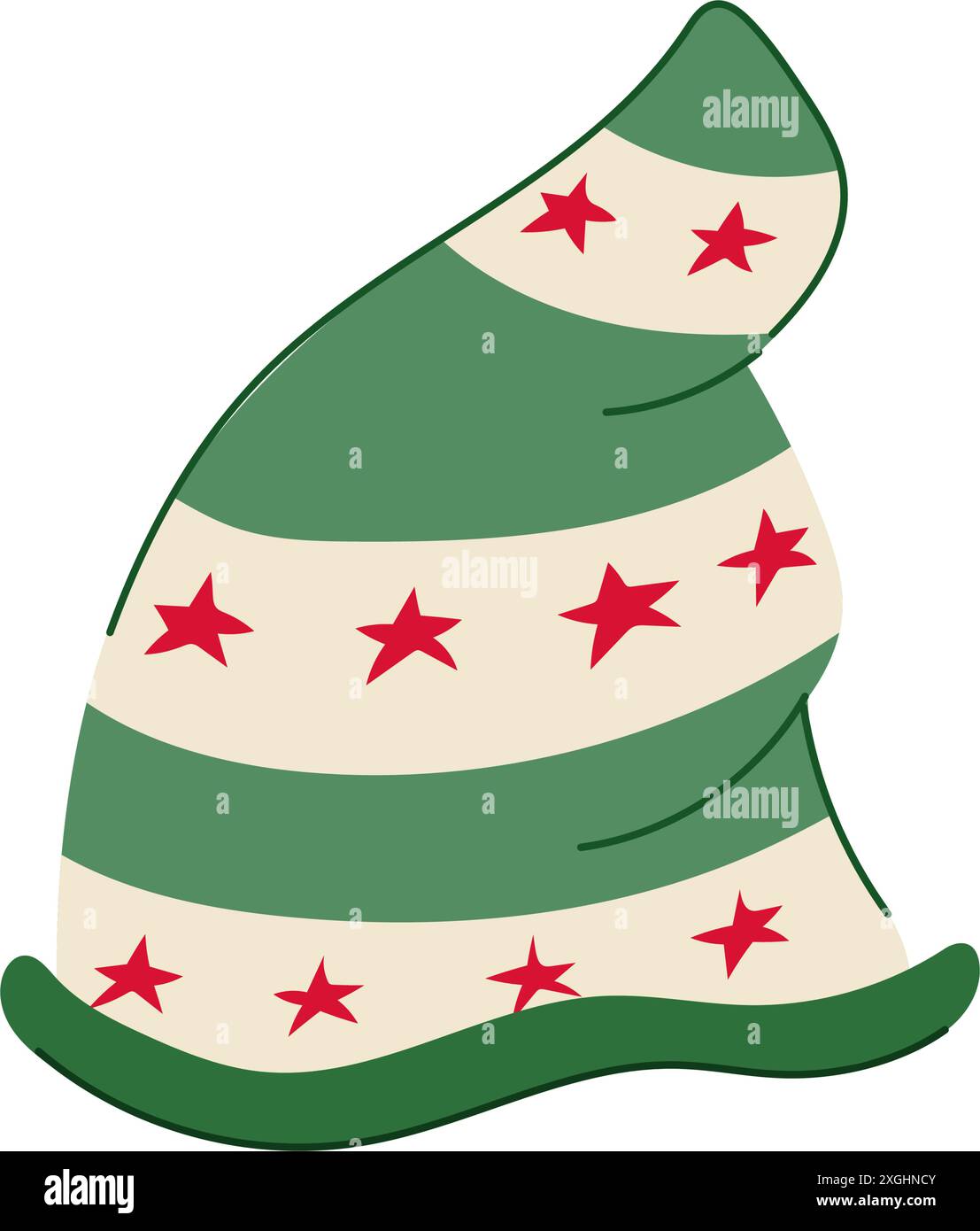 winter elf santa hat cartoon vector illustration Stock Vector Image ...