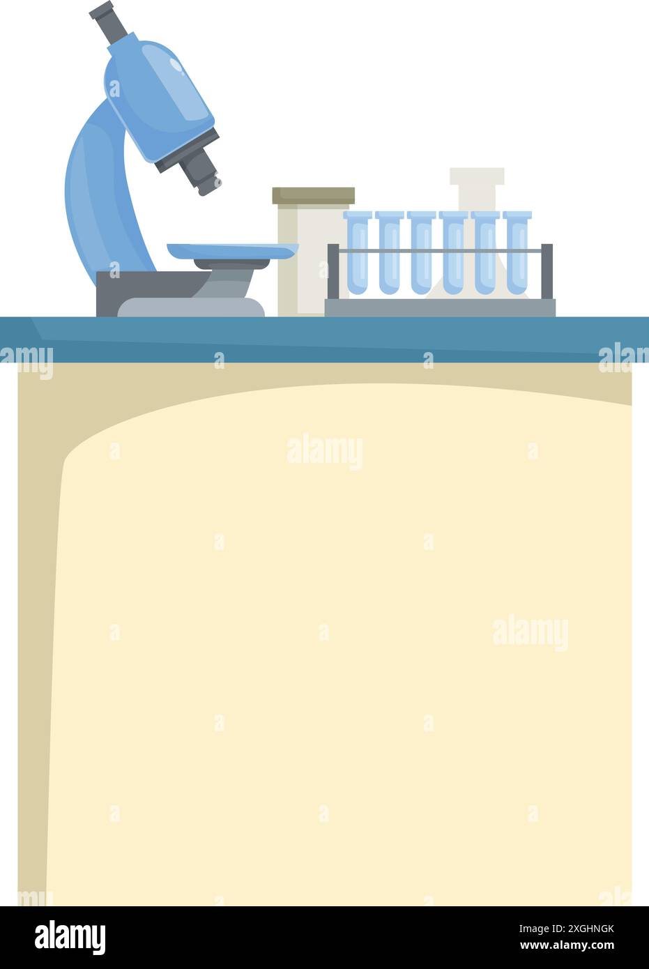 Laboratory table equipped with a microscope and test tubes, ready for ...