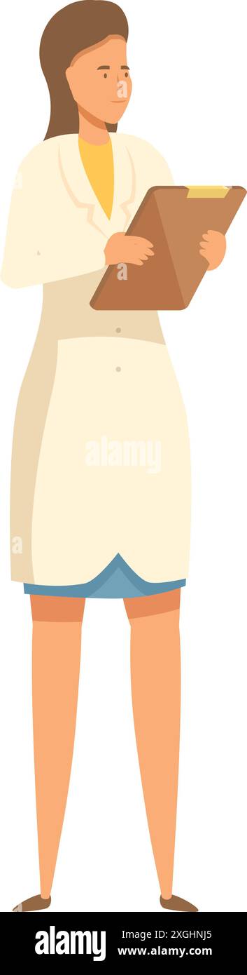 Female doctor standing and taking notes on clipboard, medical ...