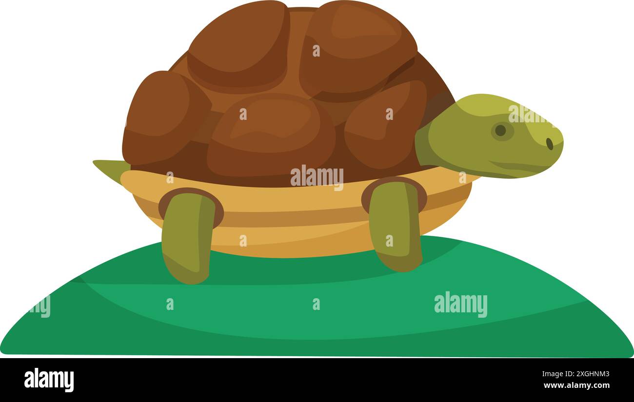 Cartoon turtle walking on a green field, perfect for projects related ...
