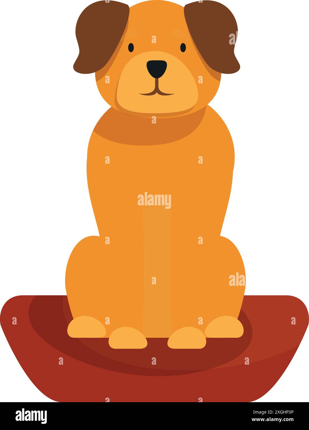 Cute dog sitting on mat looking forward illustration Stock Vector Image ...