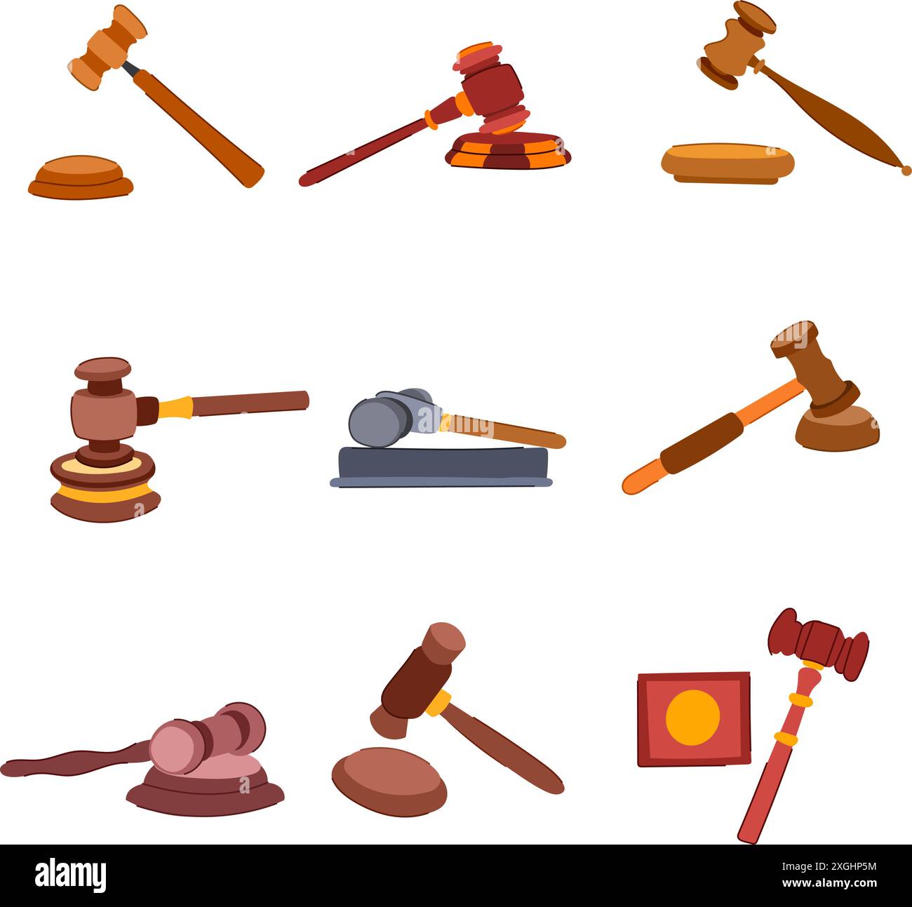 judge hammer set cartoon vector illustration Stock Vector Image & Art ...