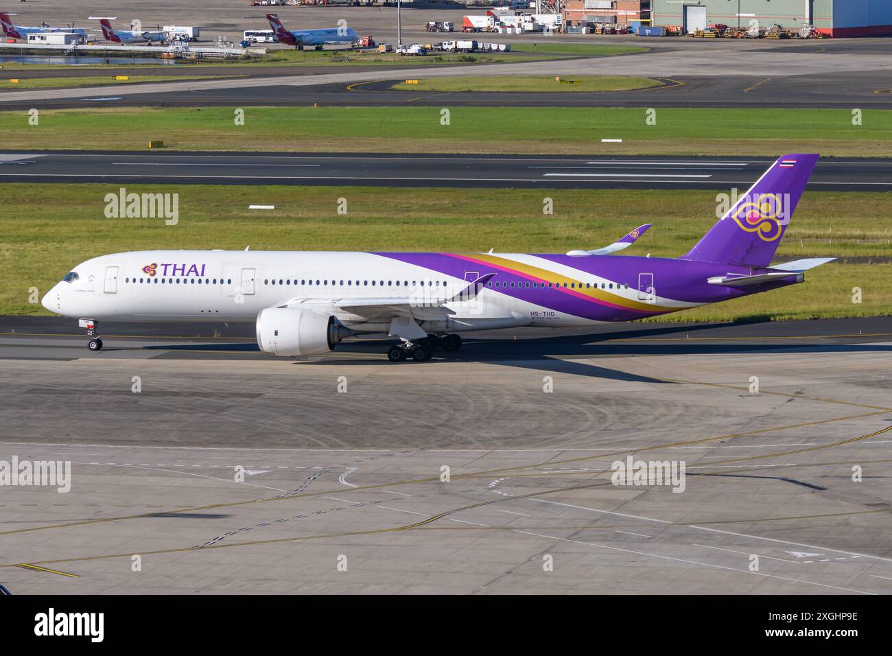 Thai Airways Airbus A350 aircraft. Airplane A350-900 of Thai Airways Airlines. Plane A350-900XWB ...