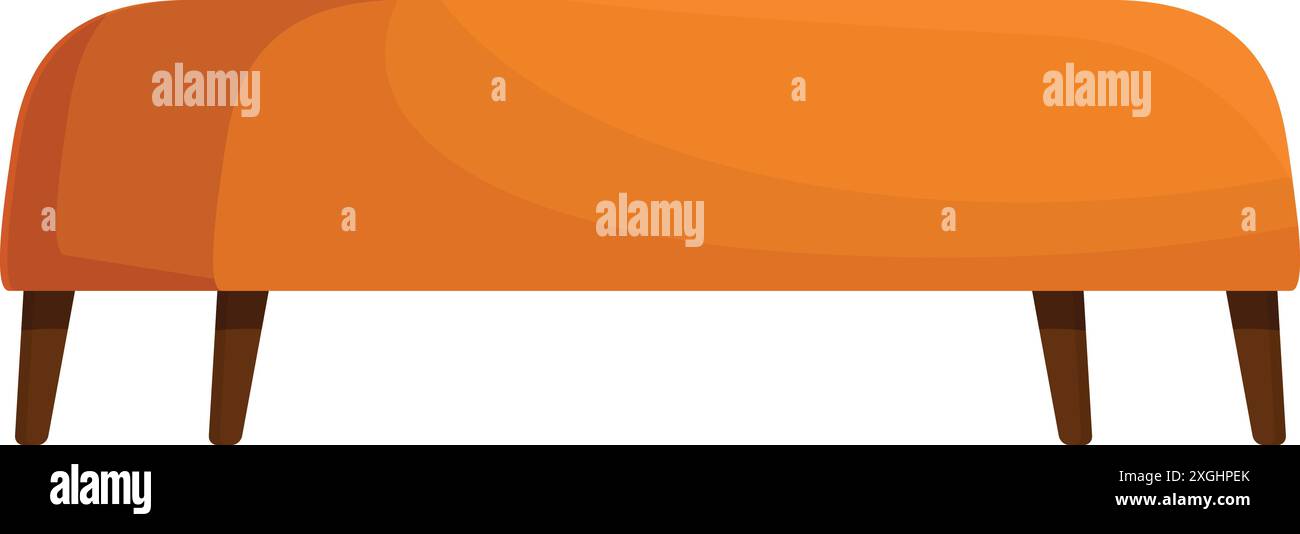 Orange upholstered bench with wooden legs is perfect for any modern ...