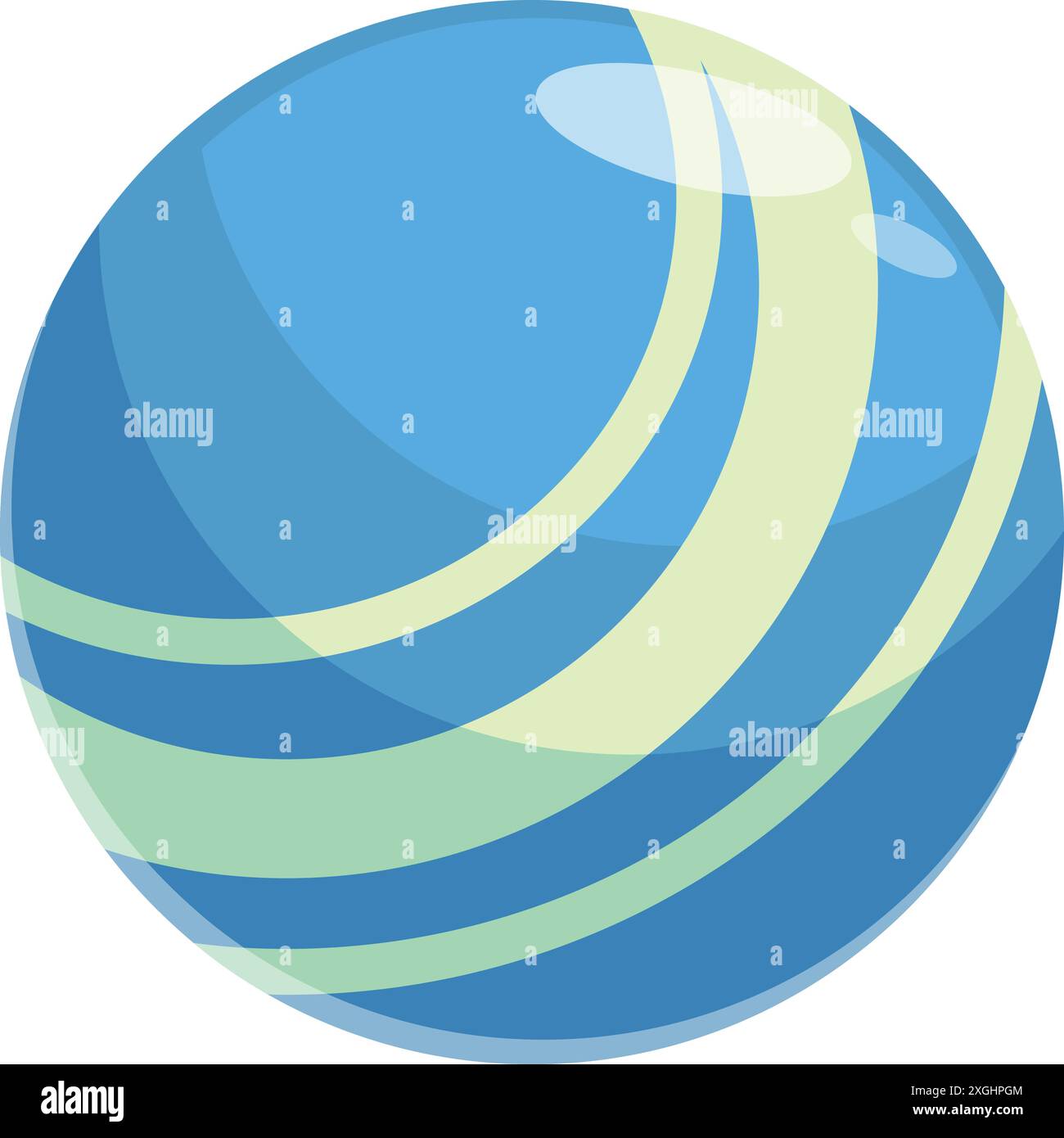 Blue sphere with green stripes showing abstract planet rotating in the ...
