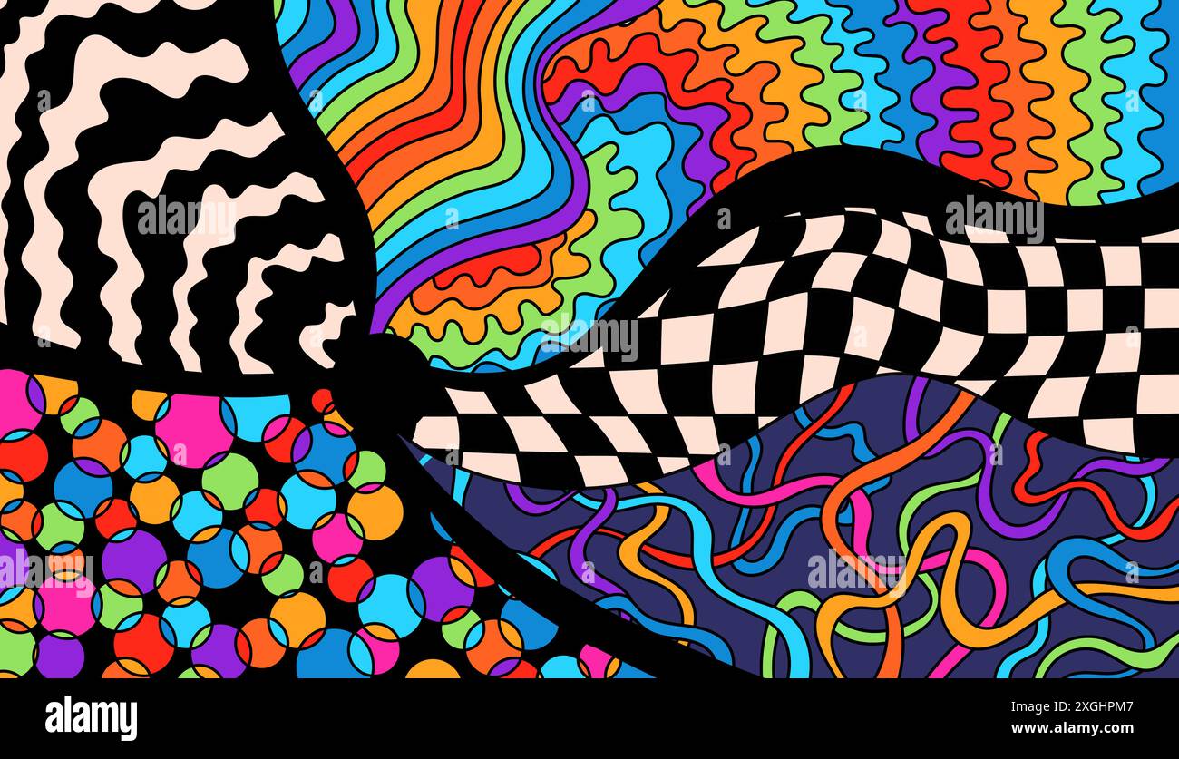 Zentangle psychedelic groovy coloring page for adult Stock Vector Image ...