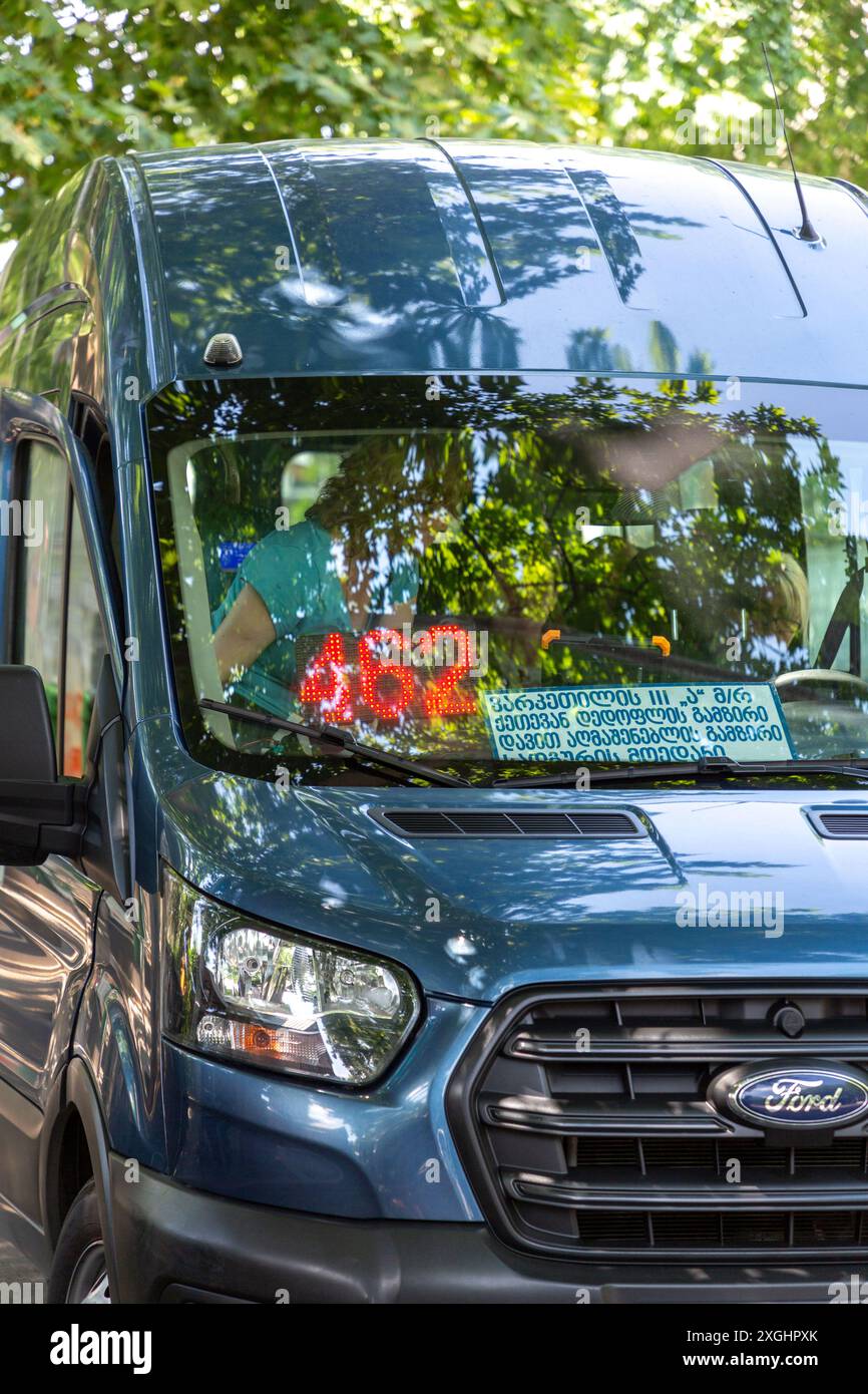 Tbilisi, Georgia - 23 JUNE, 2024: Local public transportation minibus ...