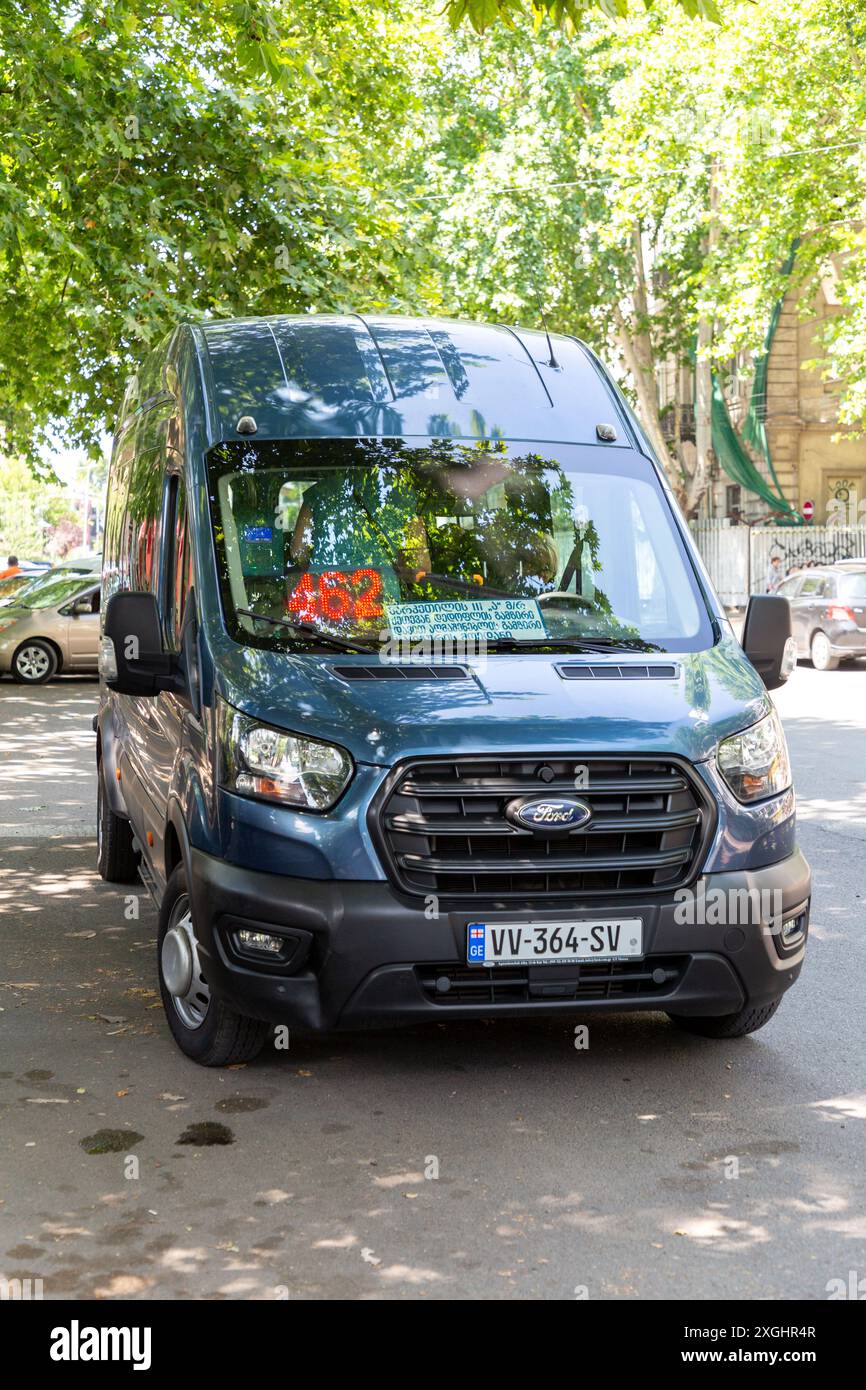 Tbilisi, Georgia - 23 JUNE, 2024: Local public transportation minibus ...